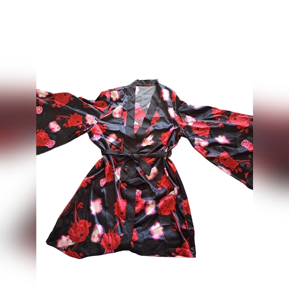 Intimates & Sleepwear | Red Floral Night Robe | Poshmark